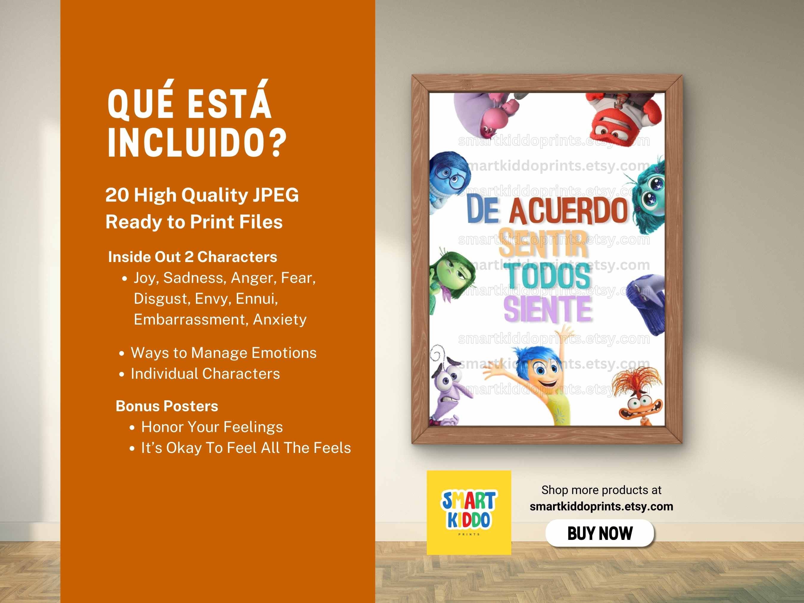 SPANISH Inside Out Emotions Wall Art Printable Classroom Decor Social ...