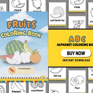 22 Fruits Coloring Book | Kids Printable Activity | Variety of Fruits ...