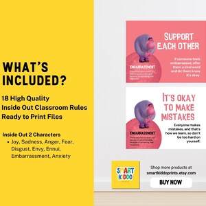 Inside Out Classroom Rules Positive Affirmations Decor Social Emotional ...