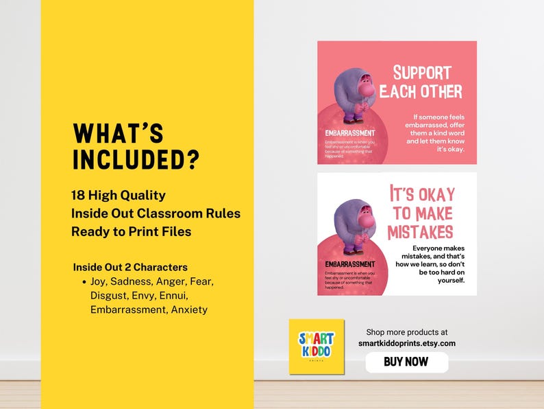 Inside Out Classroom Rules Positive Affirmations Decor Social Emotional ...