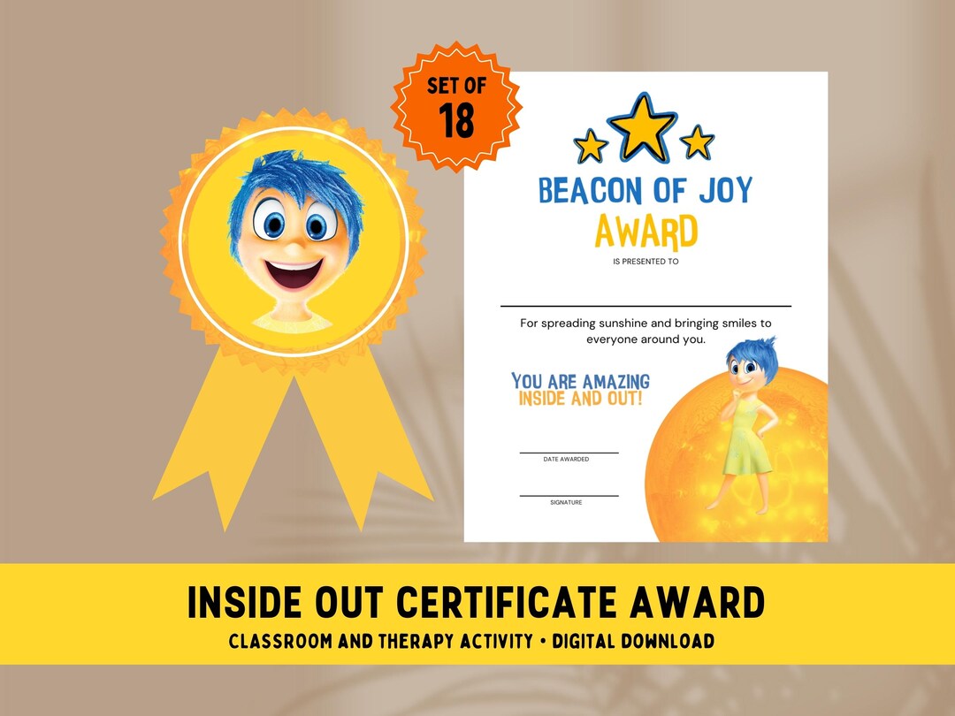 Inside Out 2 Classroom Decor Certificate Award Kids Achievement School ...