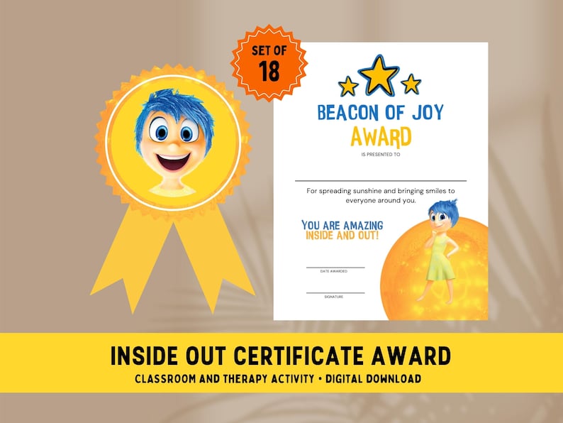 Inside Out 2 Classroom Decor Certificate Award Kids Achievement School ...