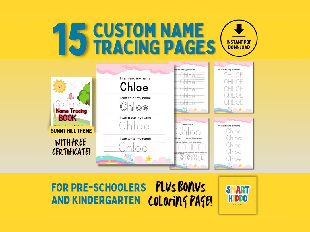 Custom Preschool Name Tracing Sheet Handwriting Practice Sheets ...