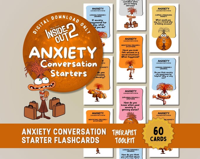 Anxiety Conversation Starter Flashcards for Kids & Teens Anxiety 60 ...