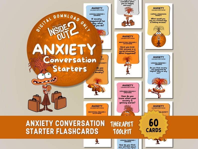 Anxiety Conversation Starter Flashcards for Kids & Teens Anxiety 60 ...