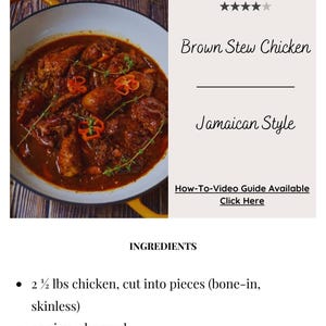 Authentic Jamaican Brown Stew Chicken Recipe | Chicken Stew |- Digital ...