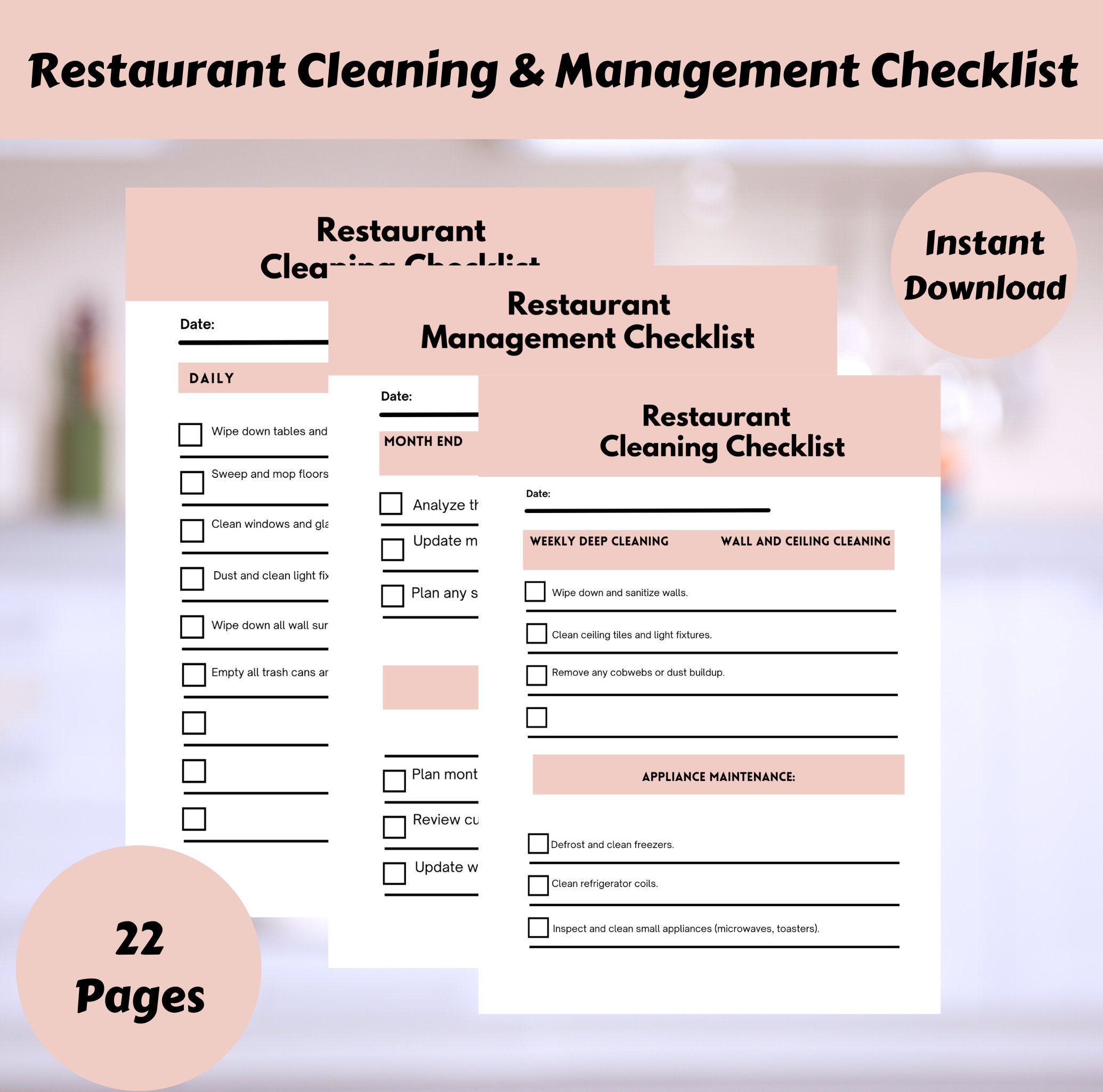 ULTIMATE Restaurant Cleaning and Management Checklist PDF File ...