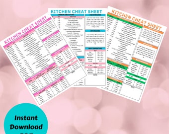 Printable Kitchen Cheat Sheet | Kitchen Conversion Chart | Kitchen ...