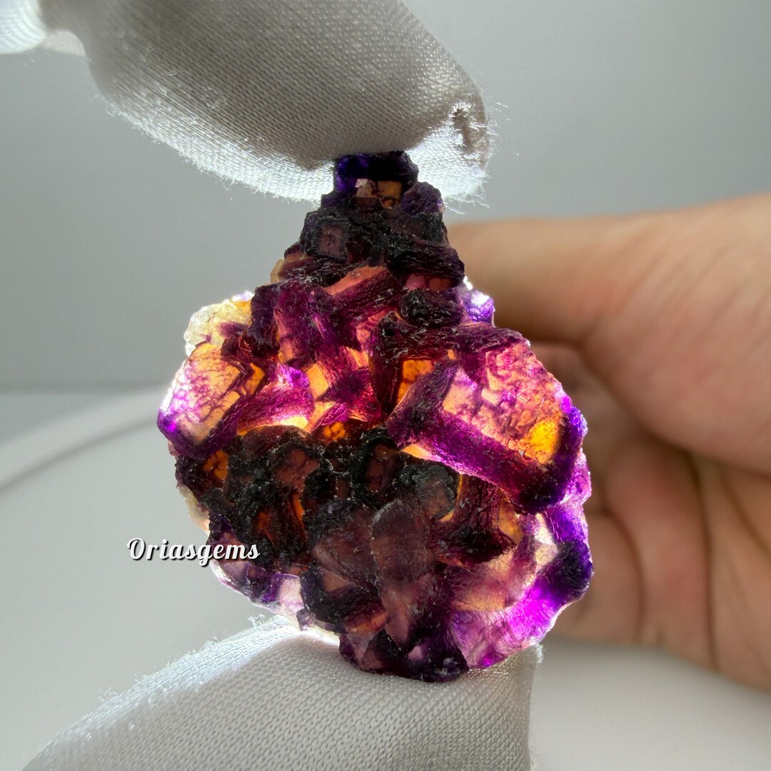 Purple Border W/ Yellow Fluorite Glow in the Dark Fluorescence ...