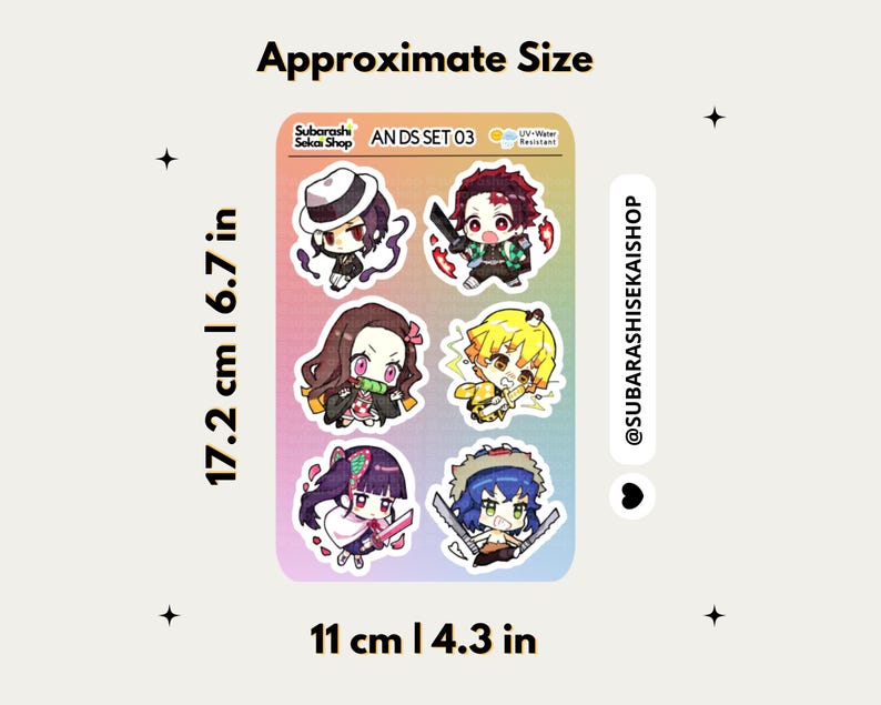 Sticker Anime Demon / Stickers Kawaii Chibi / Sticker Sheet / High ...