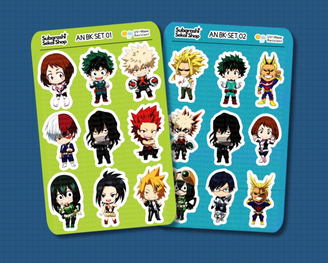Stickers Anime Academia Hero Kawaii Chibi / Sticker Sheet / High ...