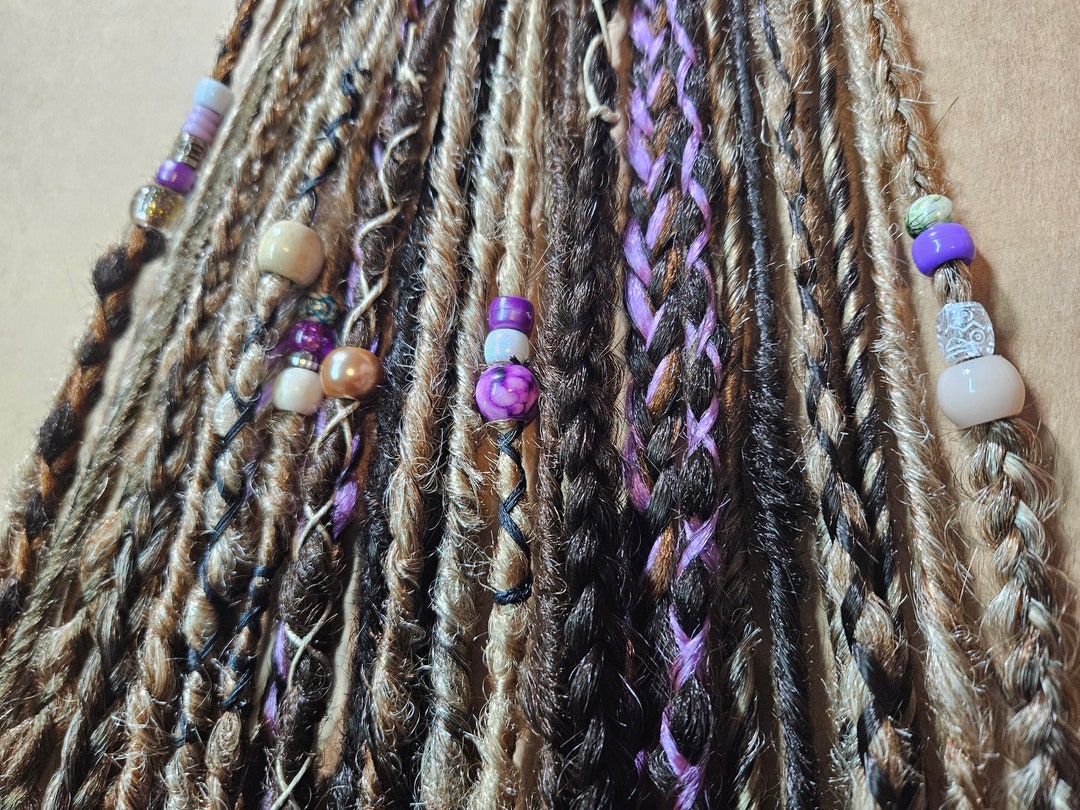 Forest Fairy Dreadlock, Dark Brown Caramel Lavender Synth Dreads ...