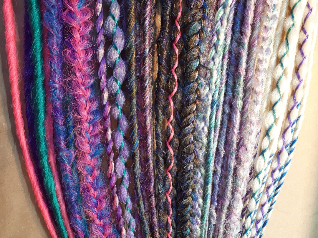 Custom Dreads Mixed Bright Dreadlock Extensions Braids and Wrapped ...