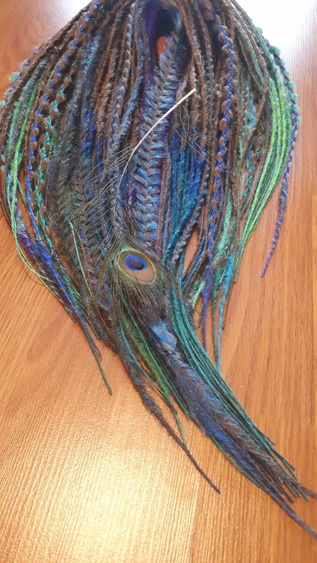 Custom Teal Blue Green Ombre Dreadlocks, Peacock Synth Dreads, Braids ...