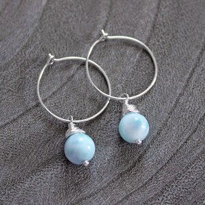 Larimar Sterling Silver Hoop Earrings - Etsy