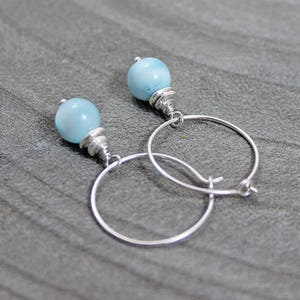 Larimar Sterling Silver Hoop Earrings - Etsy