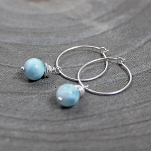 Larimar Sterling Silver Hoop Earrings - Etsy