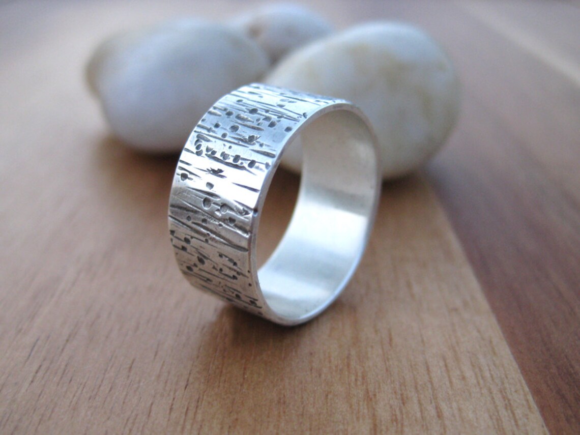 Sterling Silver Tree Bark Band Ring - Etsy