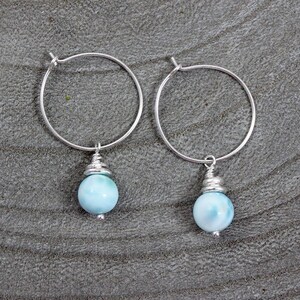 Larimar Sterling Silver Hoop Earrings - Etsy