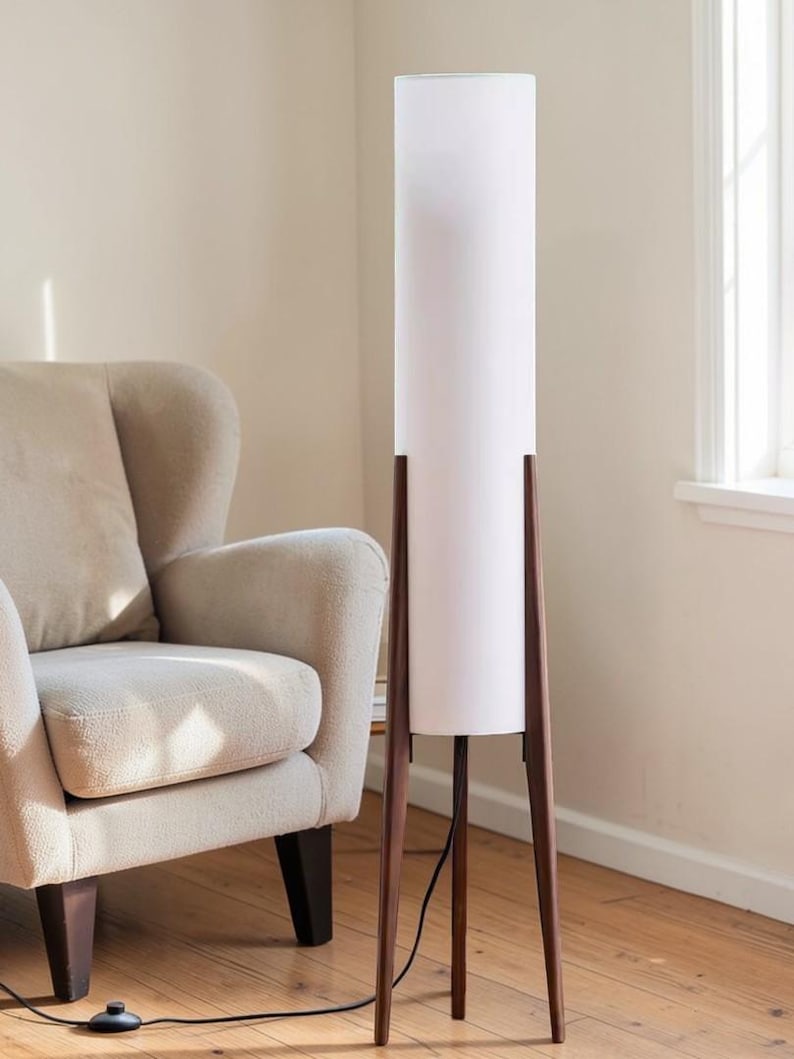 Wooden Tripod Floor Lamp, Mid Century Modern Standing Lamp ...