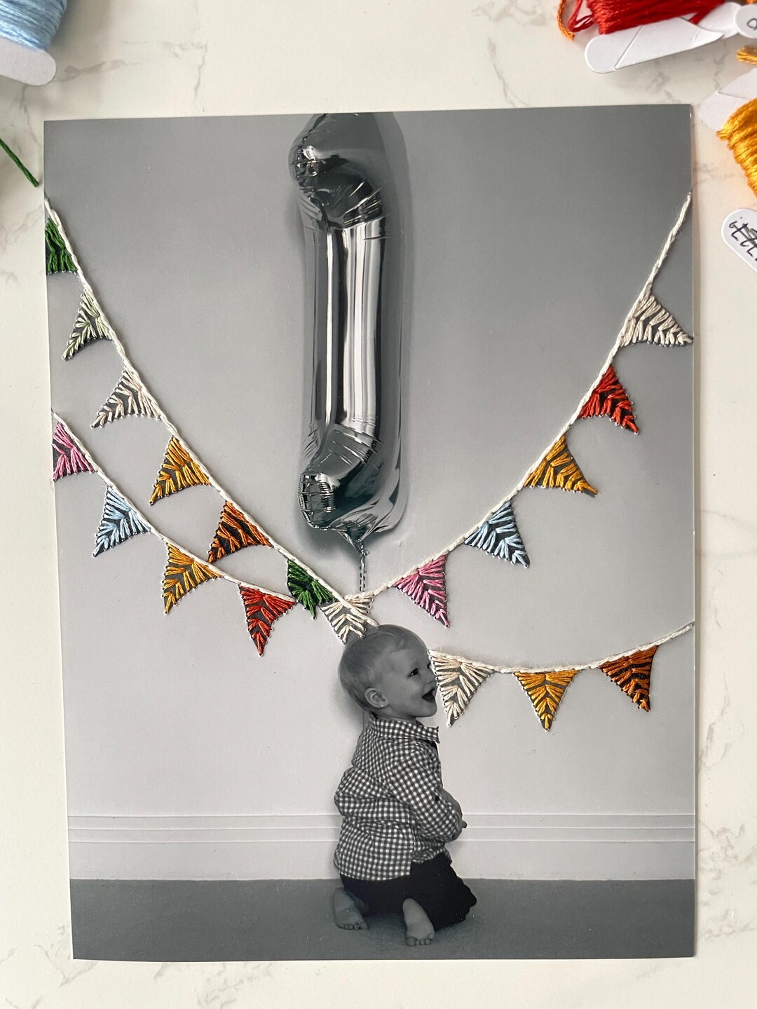 Custom Background Hand Embroidered Photo Birthday Gift Memorial Gift ...