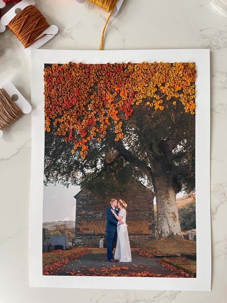 Custom Background Hand Embroidered Photo Birthday Gift Memorial Gift ...