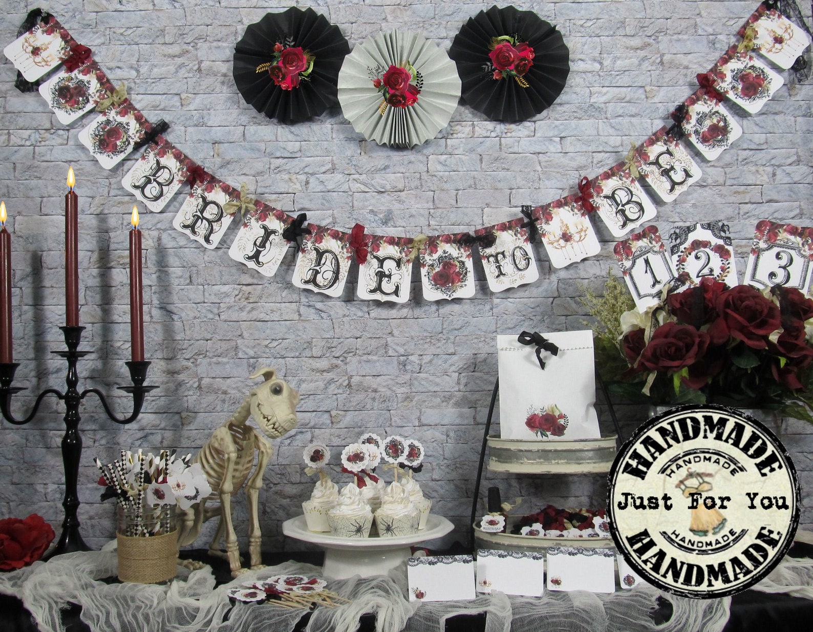 Gothic Roses Bridal Shower Decorations Banner Garland - Etsy