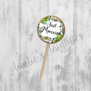 Greenery Leaves Wedding Cupcake Toppers Picks, Eucalyptus Floral, Just ...
