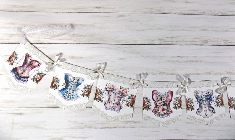 Floral Corset Lingerie Shower Banner, Bachelorette Party, Bridal Shower ...