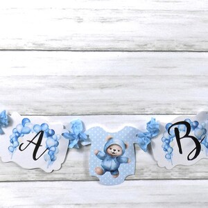 It's a Boy Teddy Bear Blue Balloons Baby Shower Banner Sign With Blue ...