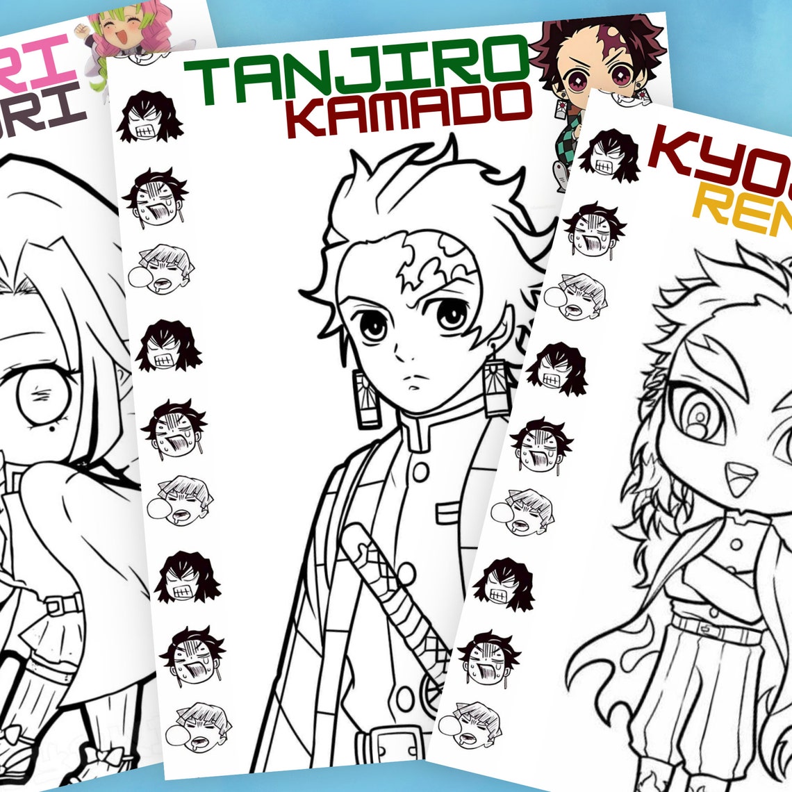 Demon Slayer Coloring Book, Tanjiro and Friends (printable) - Etsy