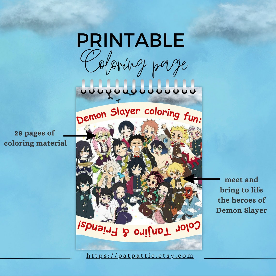 Demon Slayer Coloring Page, Printable Busy Book, Printable, Anime, Kids ...