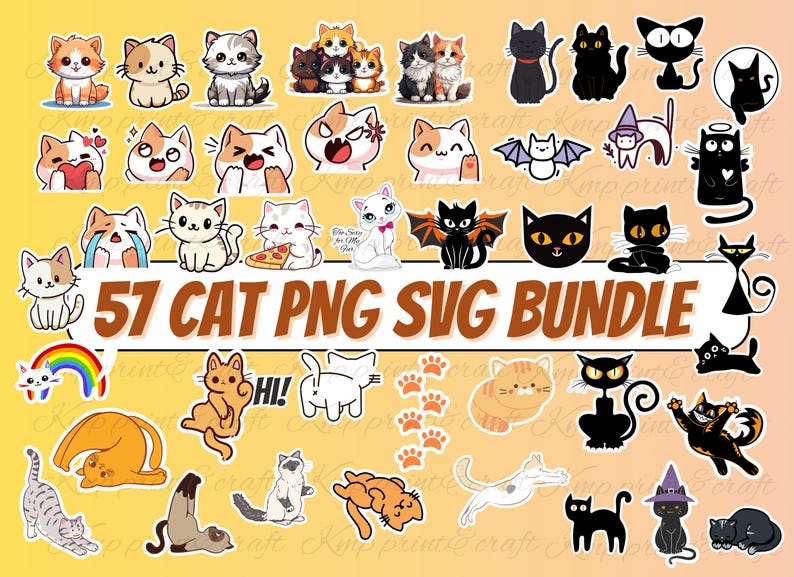 Printable Cat Clipart Digital Stickers,cat Svg,cat Png Bundle,kitten ...