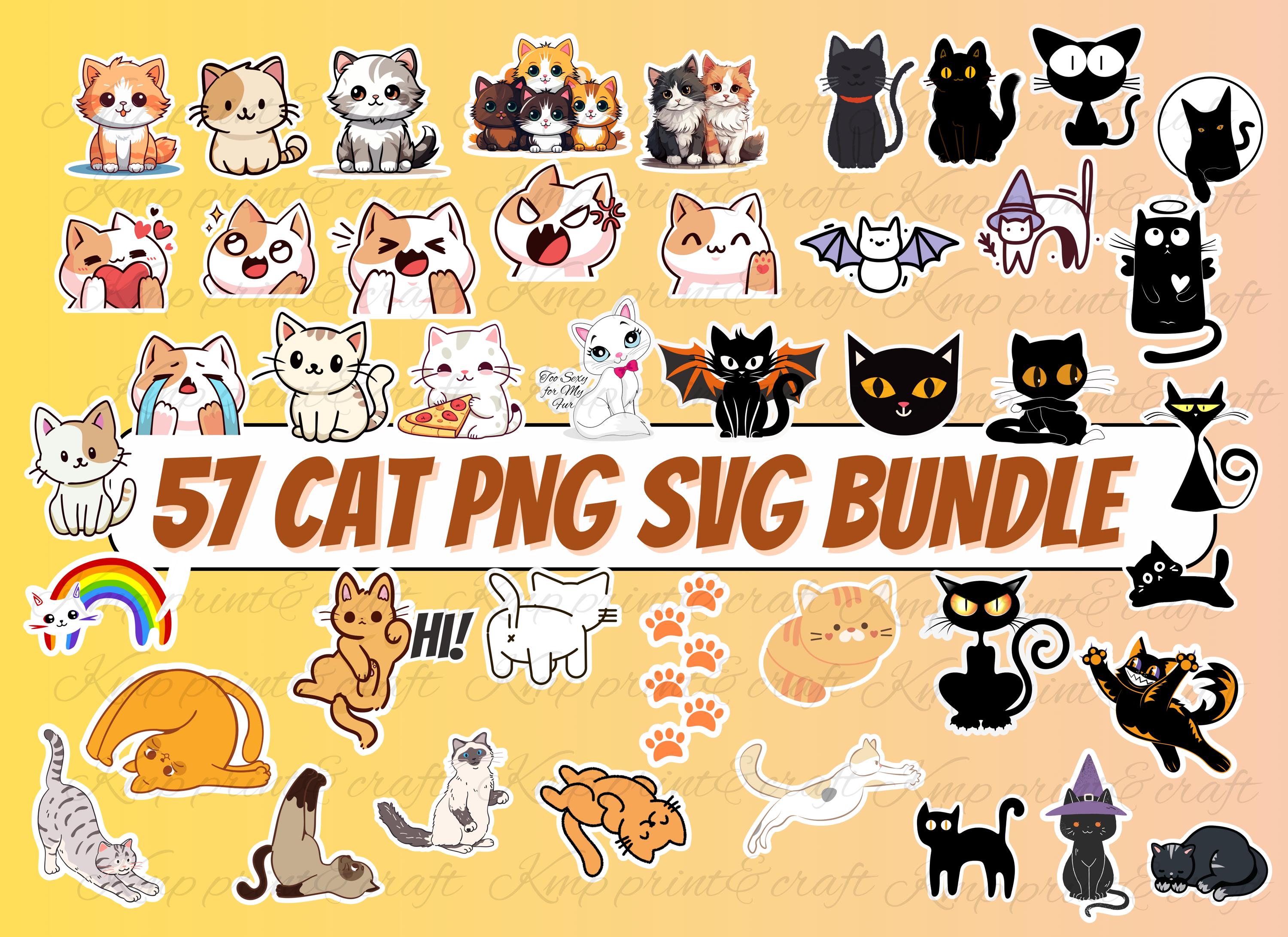 Printable Cat Clipart Digital Stickers,cat Svg,cat Png Bundle,kitten ...