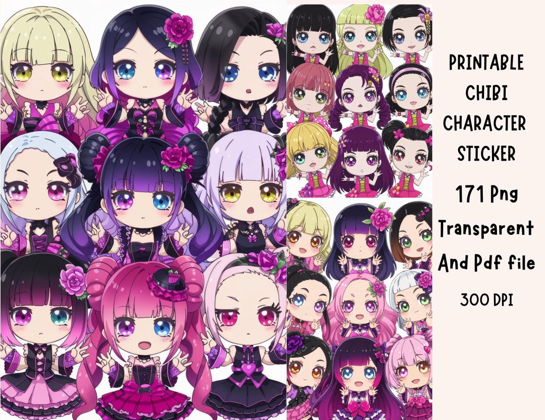 Printable Chibi Character Stickers | Sticker Sheet | Sticker Planner ...