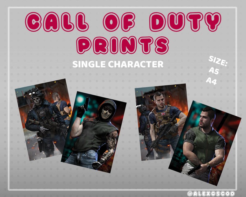 Call of Duty Prints Ghost, Soap, Single Character, COD, Simon Ghost ...