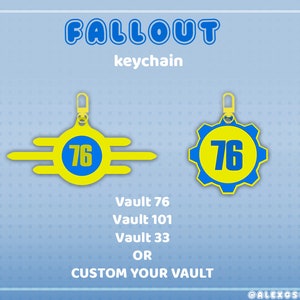 Fallout Keychain 3D Printed, Vault 76 101 33 or YOUR VAULT Number ...
