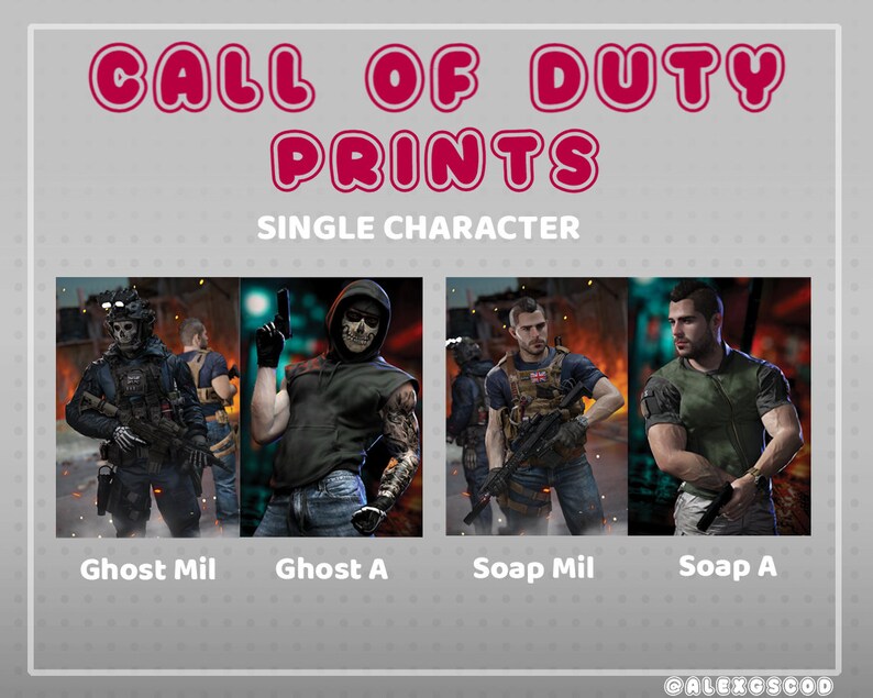 Call of Duty Prints Ghost, Soap, Single Character, COD, Simon Ghost ...