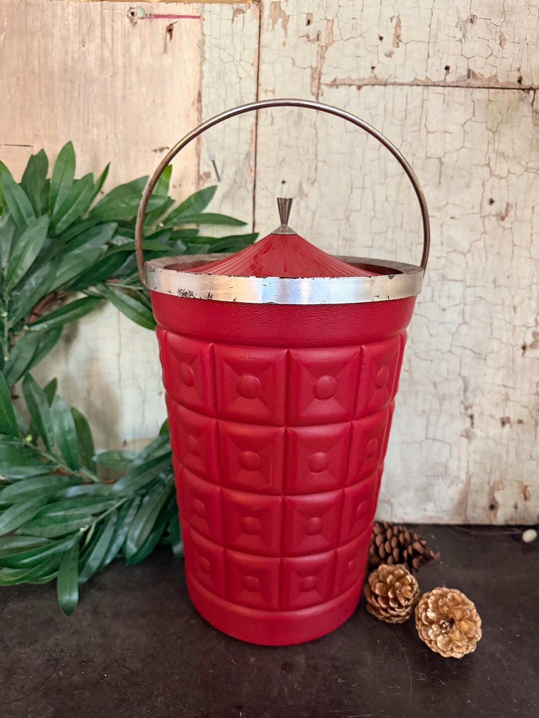 Vintage Red Lustro Ware Ice Bucket • Mid-century Modern Barware - Etsy