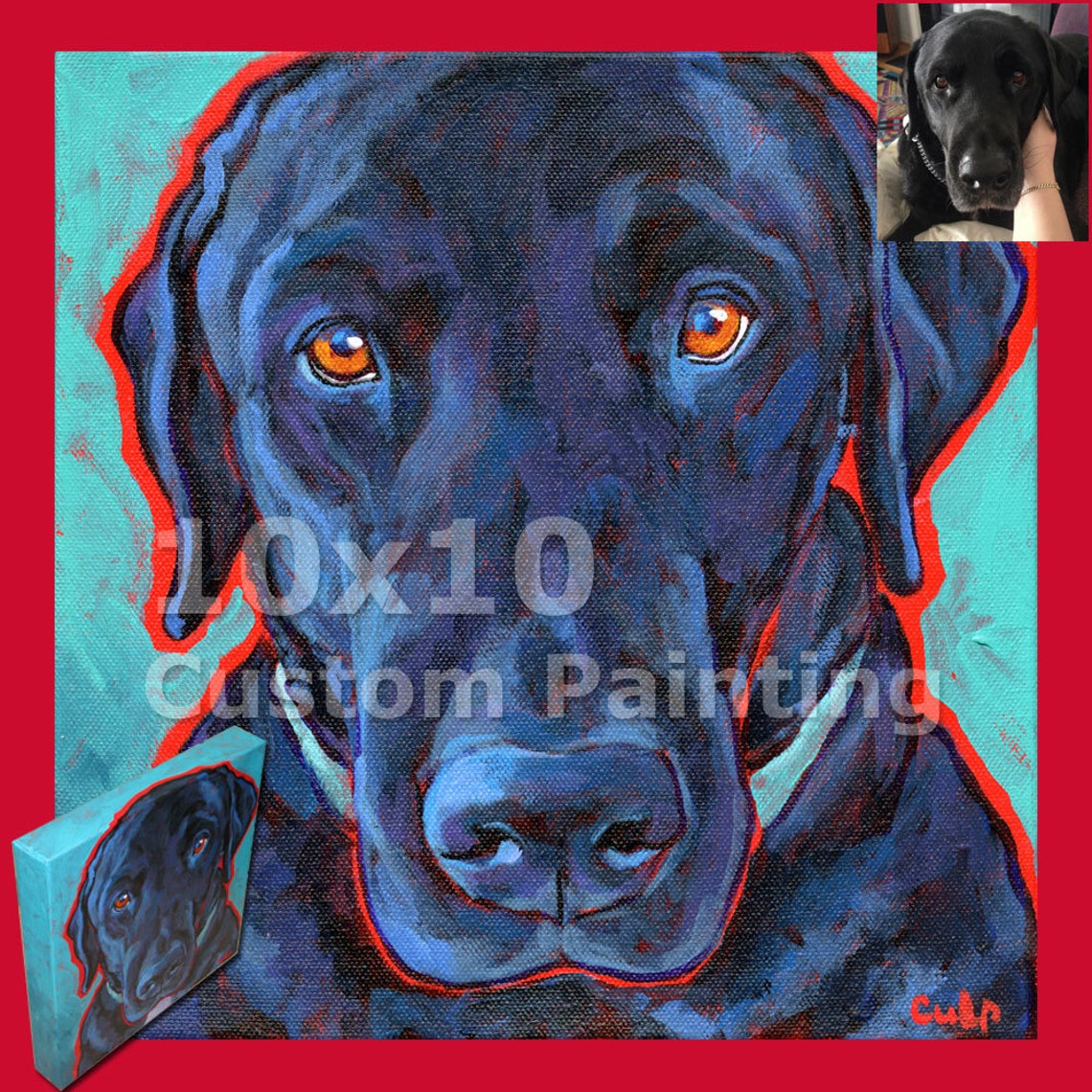 10x10 CUSTOM PAINTING Dog Art Portrait by Lynn Culp - Etsy