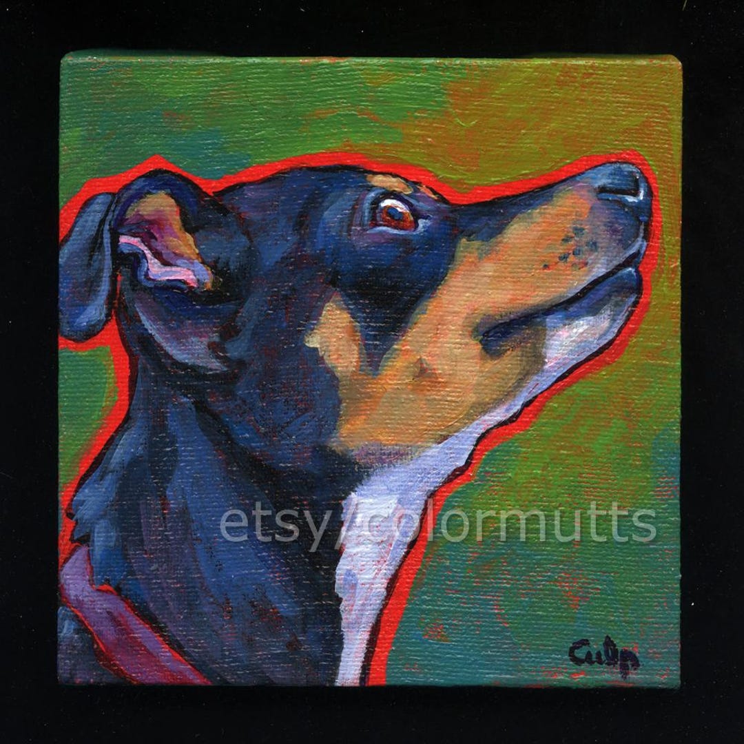 MIN PIN Dog Original Painting 6x6 by Lynn Culp - Etsy