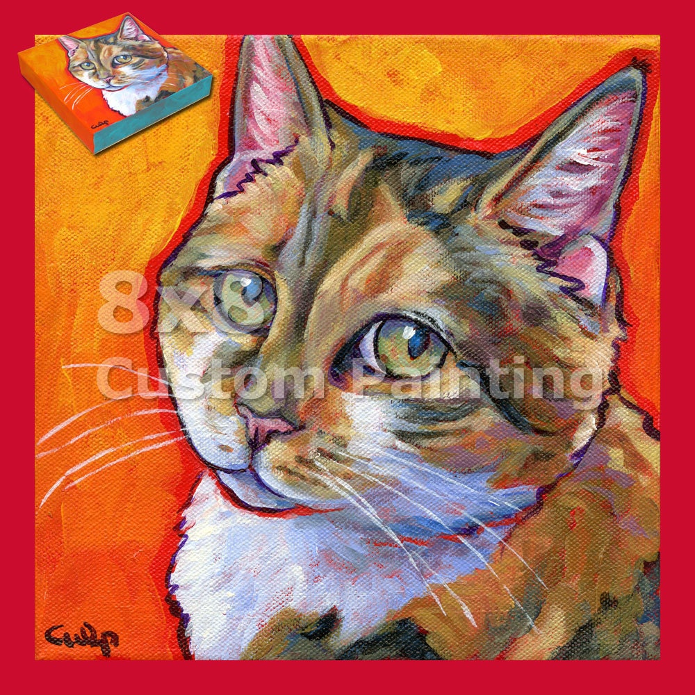 8x8 CUSTOM PAINTING Colorful Original Dog Art by Lynn Culp - Etsy