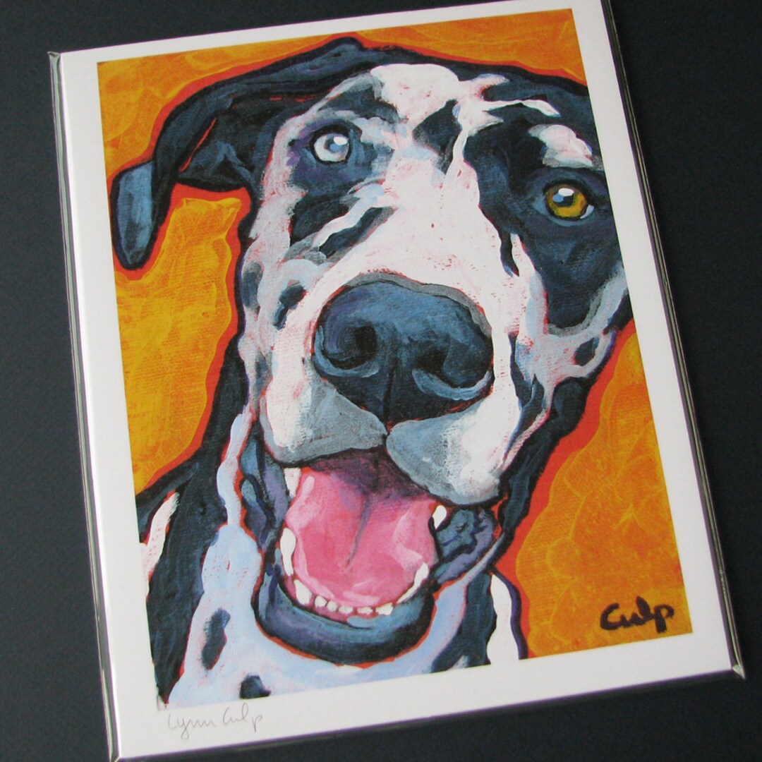 Harlequin GREAT DANE 8x10 Dog Art Print by Lynn Culp - Etsy
