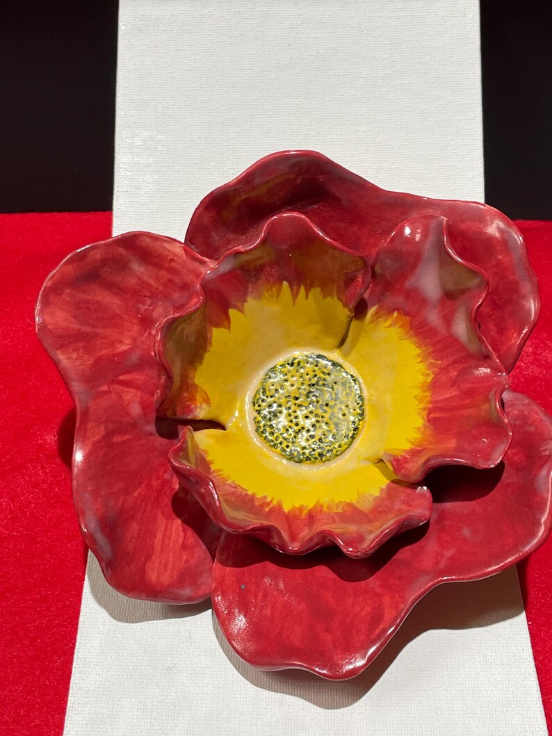 Red Poppy Ceramic Flower - Etsy