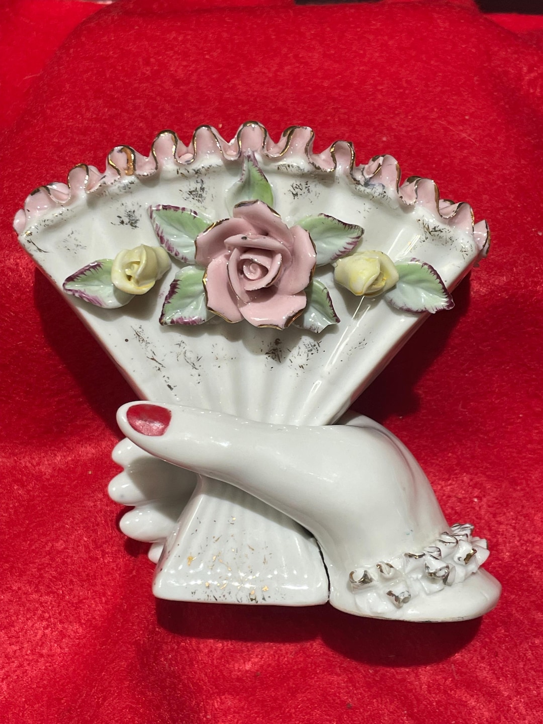 Hand Holding Vintage Fan Porcelain Vase Made in Japan - Etsy