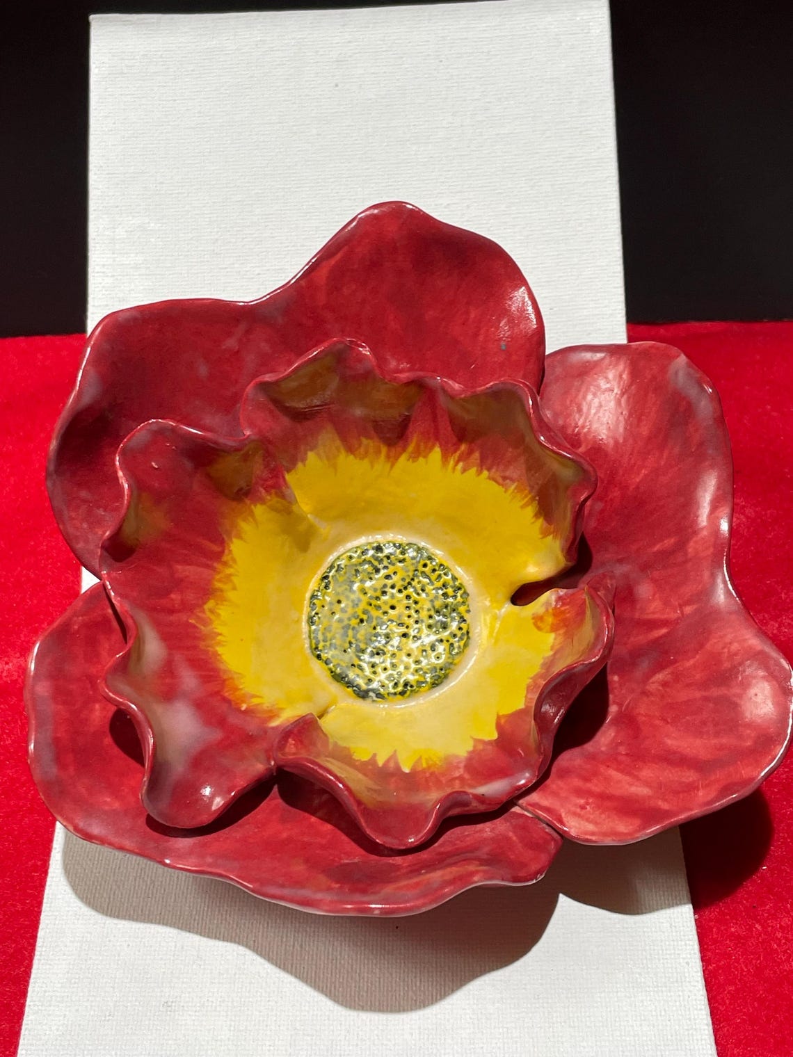Red Poppy Ceramic Flower - Etsy