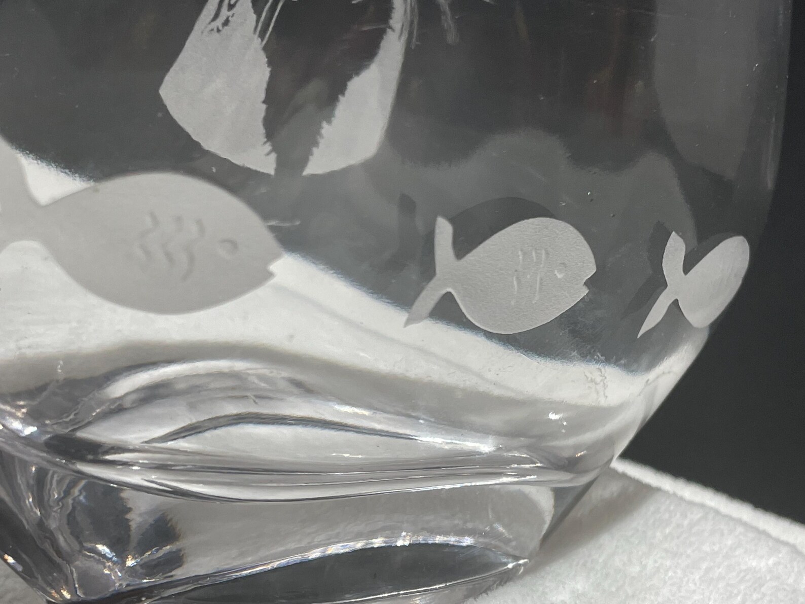 Cat and Fish Etched Glass Vase - Etsy