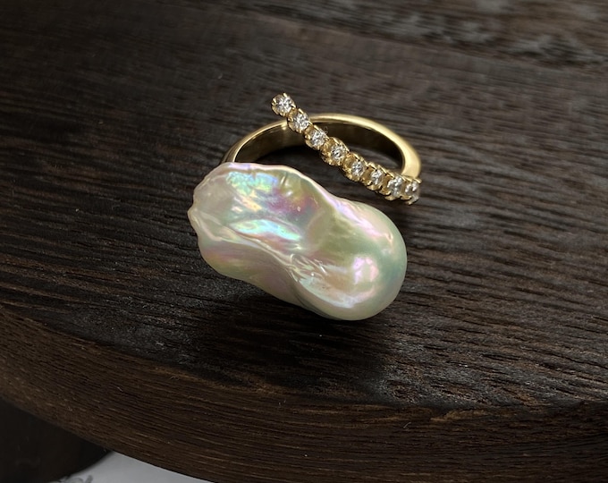 Freshwater Pearl Ring, Gemstone Ring, Silver Ring, Statement Ring ...