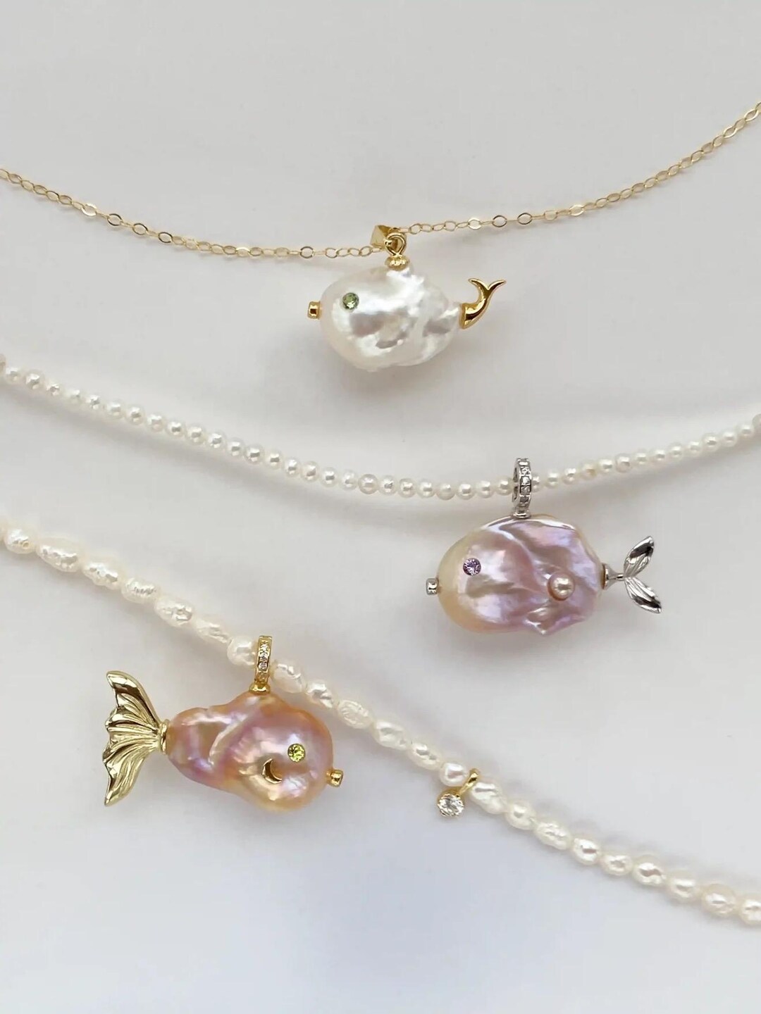 Handcrafted Freshwater Pearl Fish Pendant – Unique Baroque Pearls, Fish ...