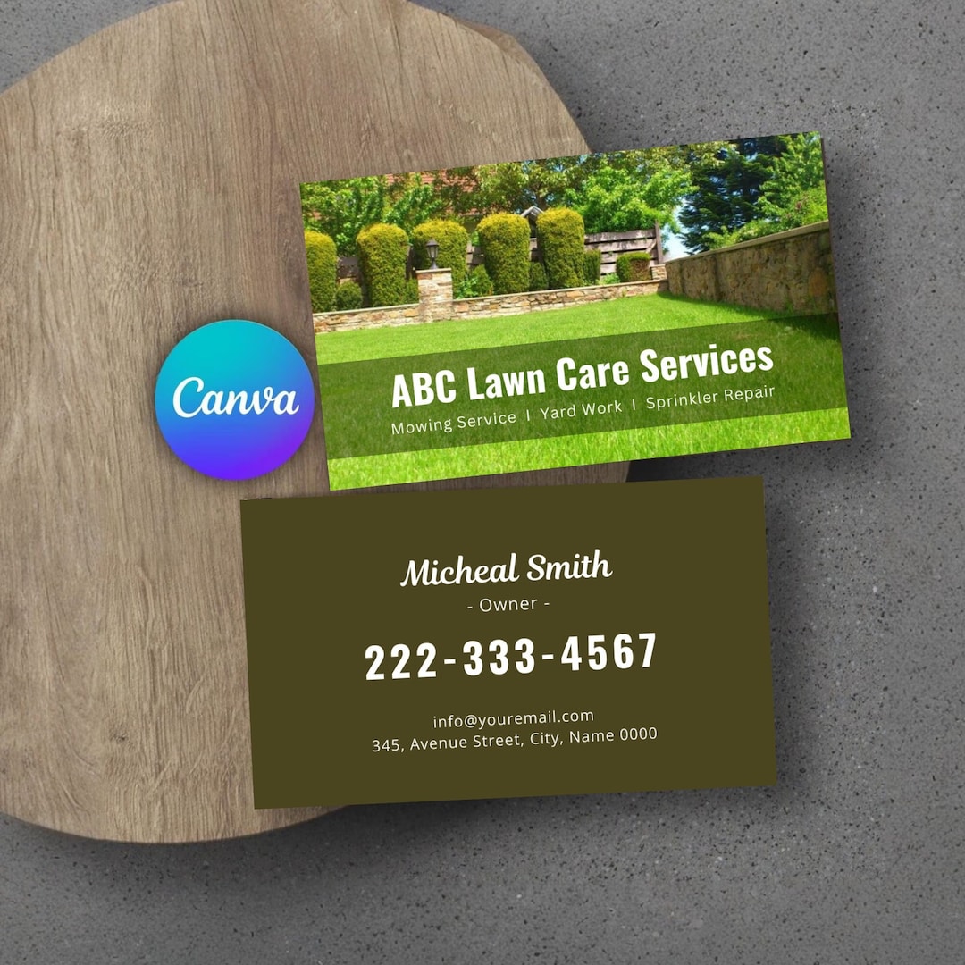 Yard Lawn Care Gardening Landscaping Canva Business Card Template ...